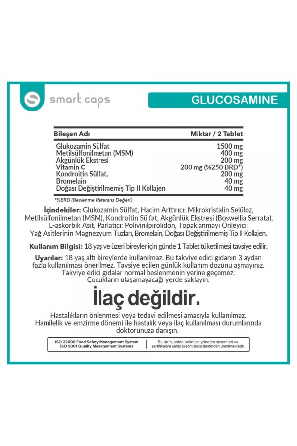 Smart Caps Glukozamin Tip II Kolajen 60 Tablet